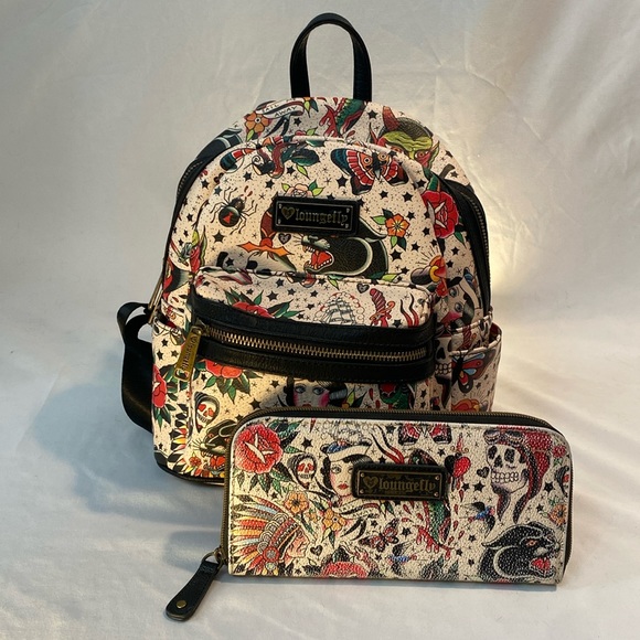 Loungefly | Bags | Loungefly Classic Tattoo Flash Backpack And Wallet ...